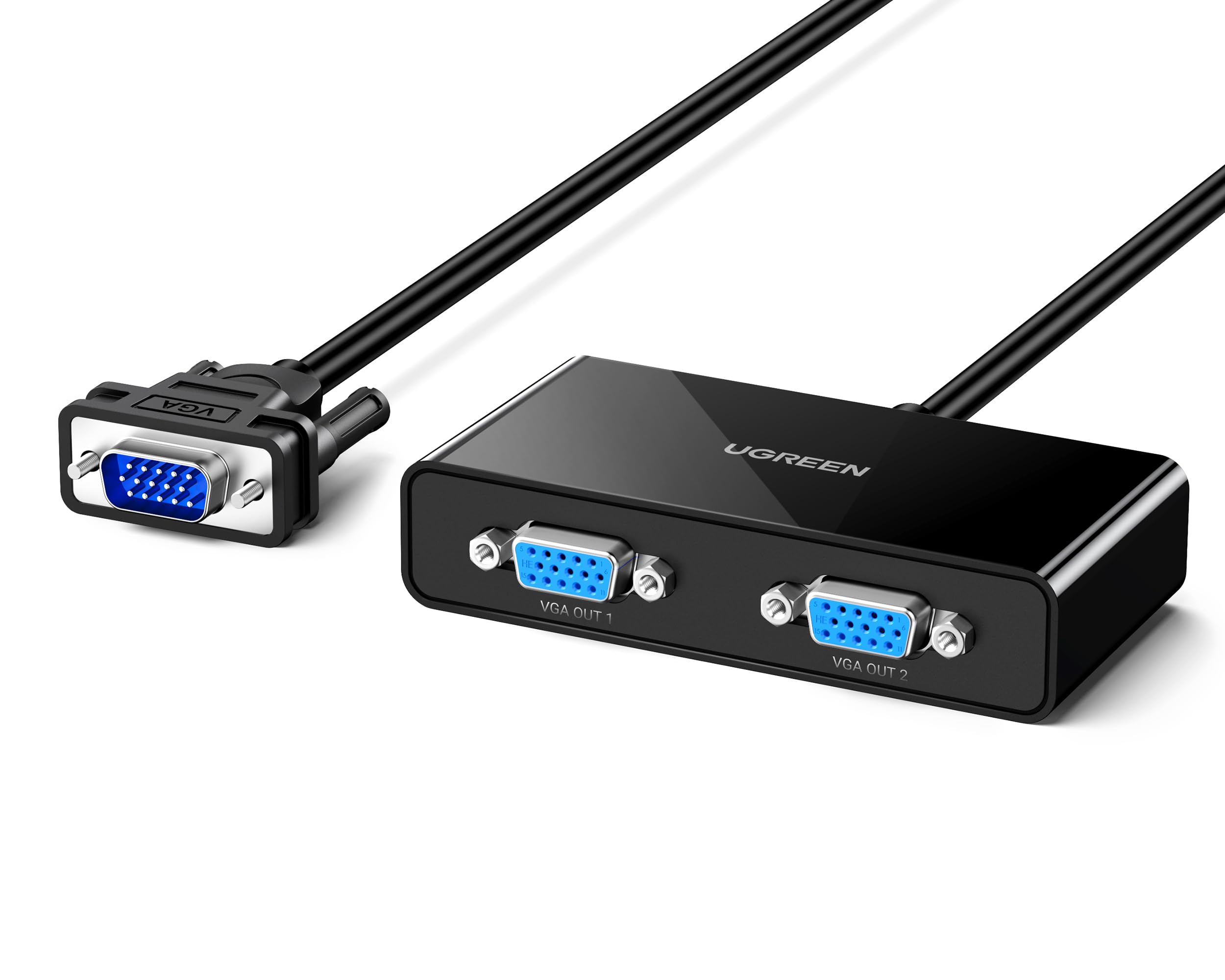 UGREEN VGA Splitter 1 in 2 Out Screen Duplication Support Mirror Mode Only Y Splitter Computer Monitor VGA SVGA Port with 1M Cable Support 1080P 60Hz for Laptop PC to Monitor