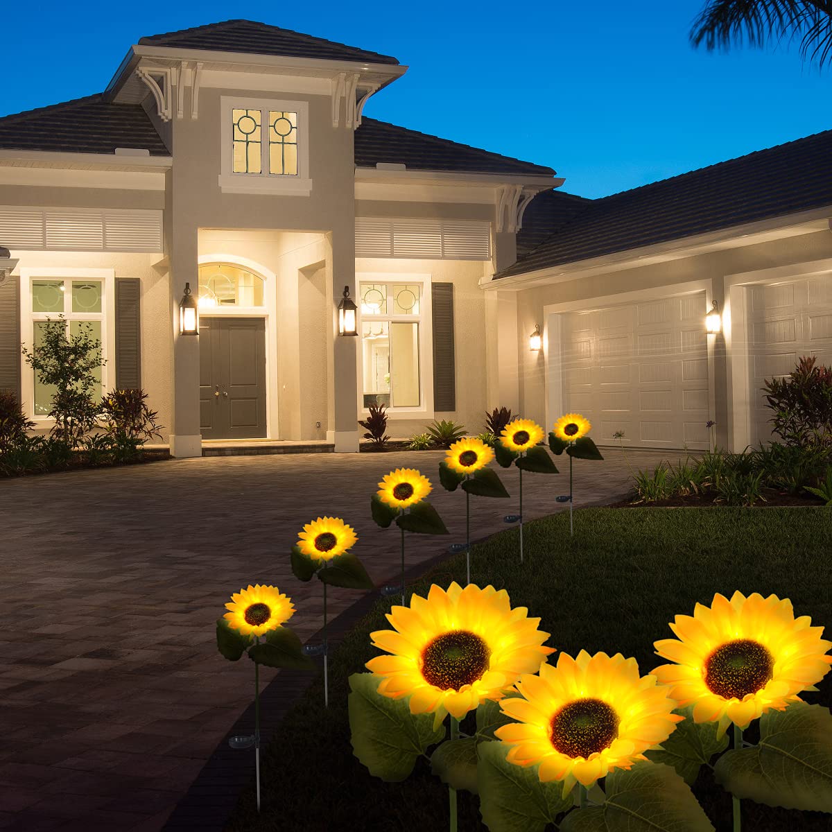 Elyccupa Solar Sunflower Lights LED Solar Powered Garden Stake Lights Outdoor Solar Flower Landscape Light for Patio Lawn Garden Yard Pathway Walkway Decoration, 6 Pack