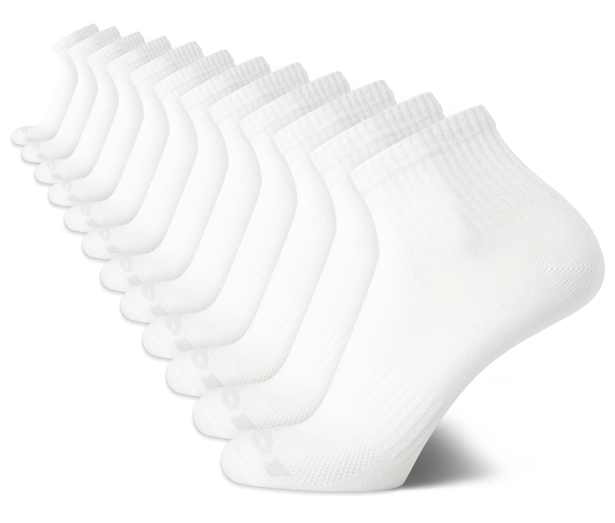 AND1 Men's Socks - PROPLATINUM Lightweight Quarter Cut Socks (12 Pack), Size 6-12.5, White