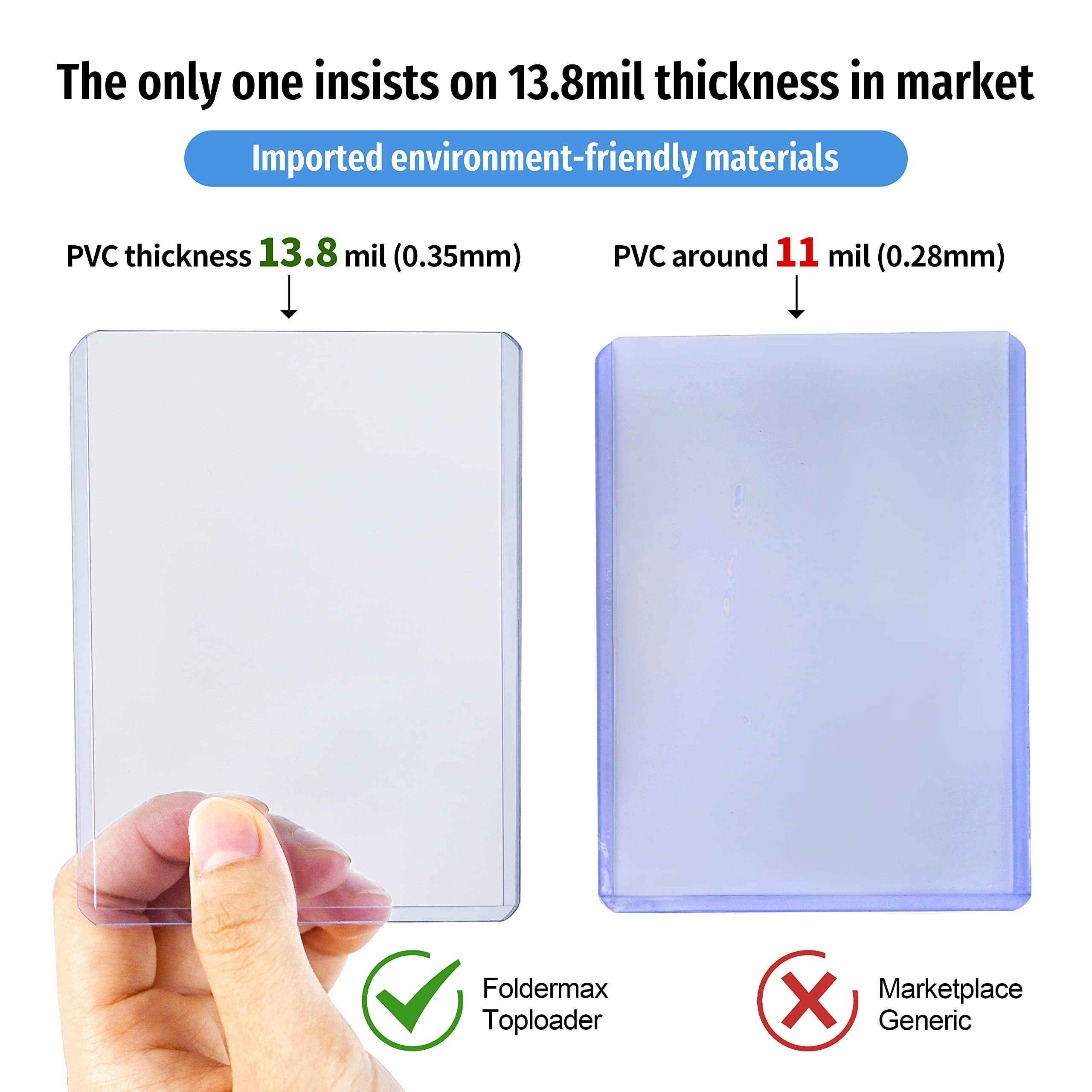Foldermax Top Loaders Baseball Card Sleeves Trading Card Sleeve Baseball Card Protectors Toploader Card Protectors (30 Count)