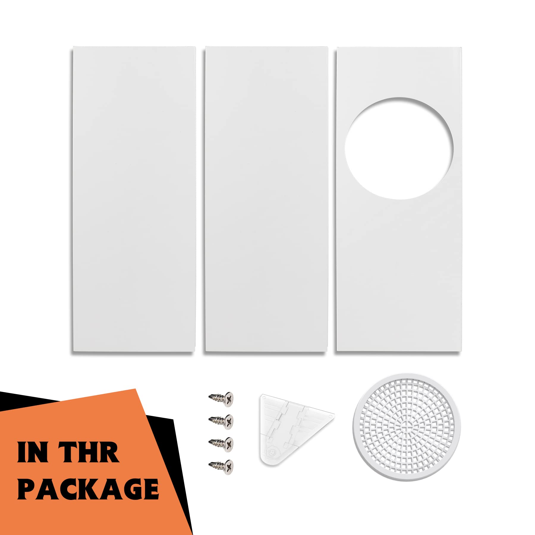 GCGOODS Portable Air Conditioner Window Seal Plates Kit for 5 Inch Diameter Exhaust Hose, 3 Adjustable Mobile AC Window Kit with Plastic Guard Up to 47", Universal Sealing Panels for Sliding Windows