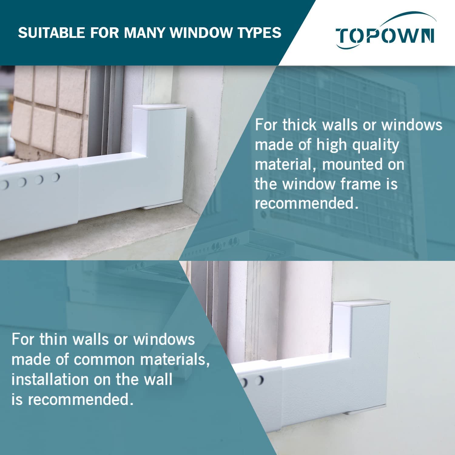 TOPOWN Air Conditioner Support Bracket, AC Support Bracket Window Ac Bracket No Drilling Ac Brackets for Windows No Drilling-Holds Up to 200 lbs