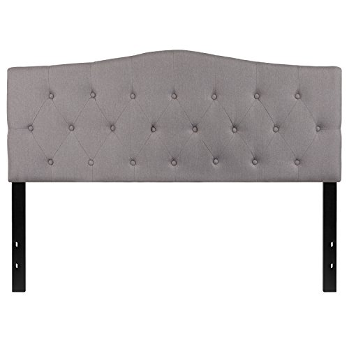 Flash Furniture Cambridge Tufted Upholstered Queen Size Headboard in Light Gray Fabric