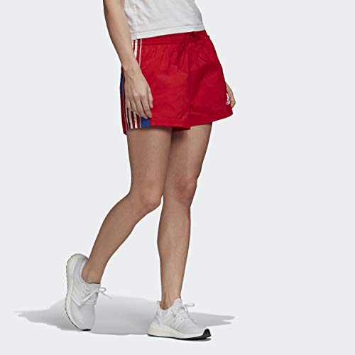adidas womens Colorblocked 3-Stripes Shorts Scarlet X-Small