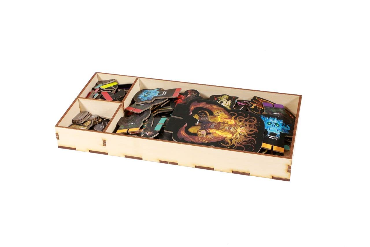 The Broken Token Game Organizer Compatible with Middara: Unintentional Malum - Act 1 - Wooden Game Organizing Box with Multiple Trays