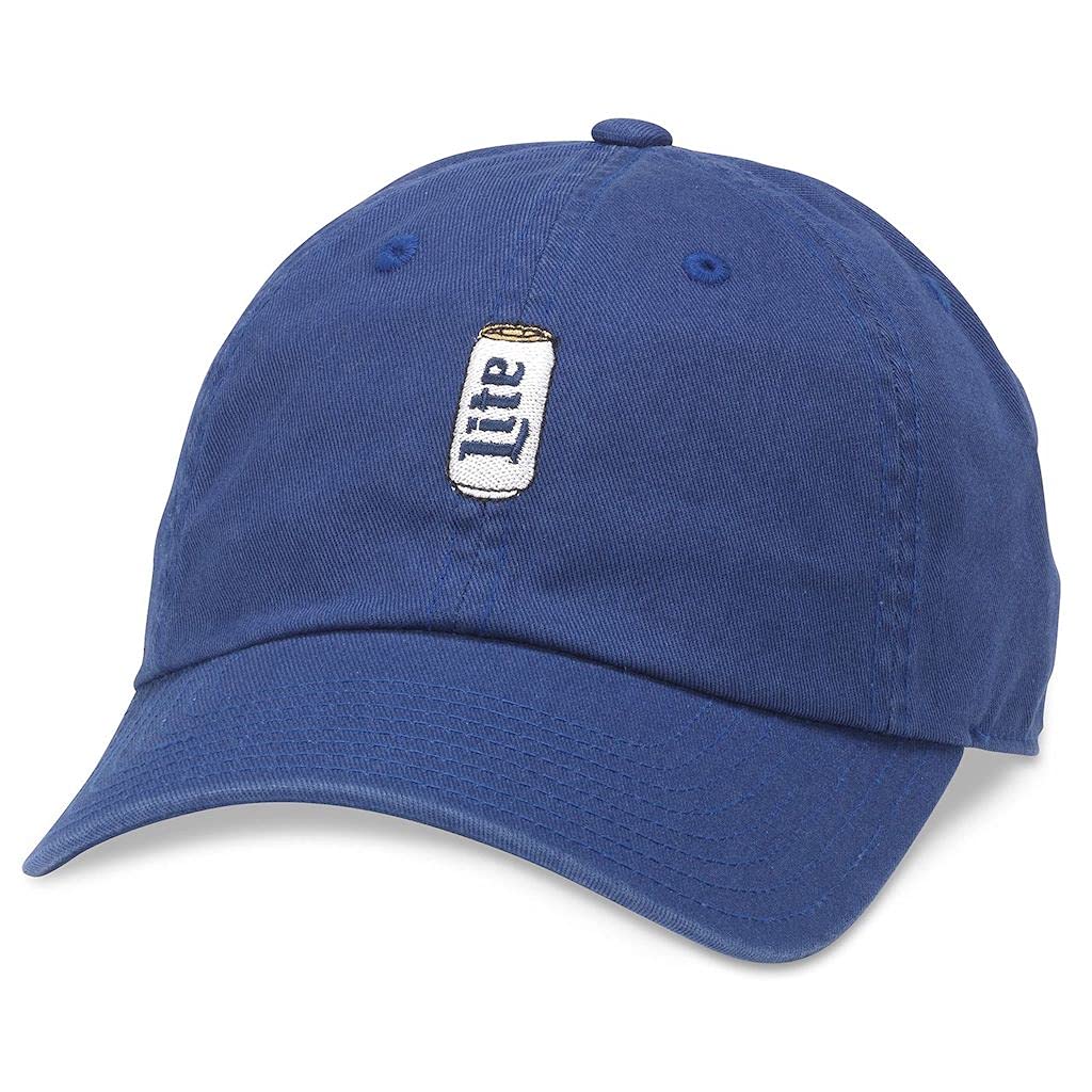 AMERICAN NEEDLE Miller Lite Beer Micro Slouch Buckle Strap Baseball Dad Hat (21015A-MLITE-BBLU)