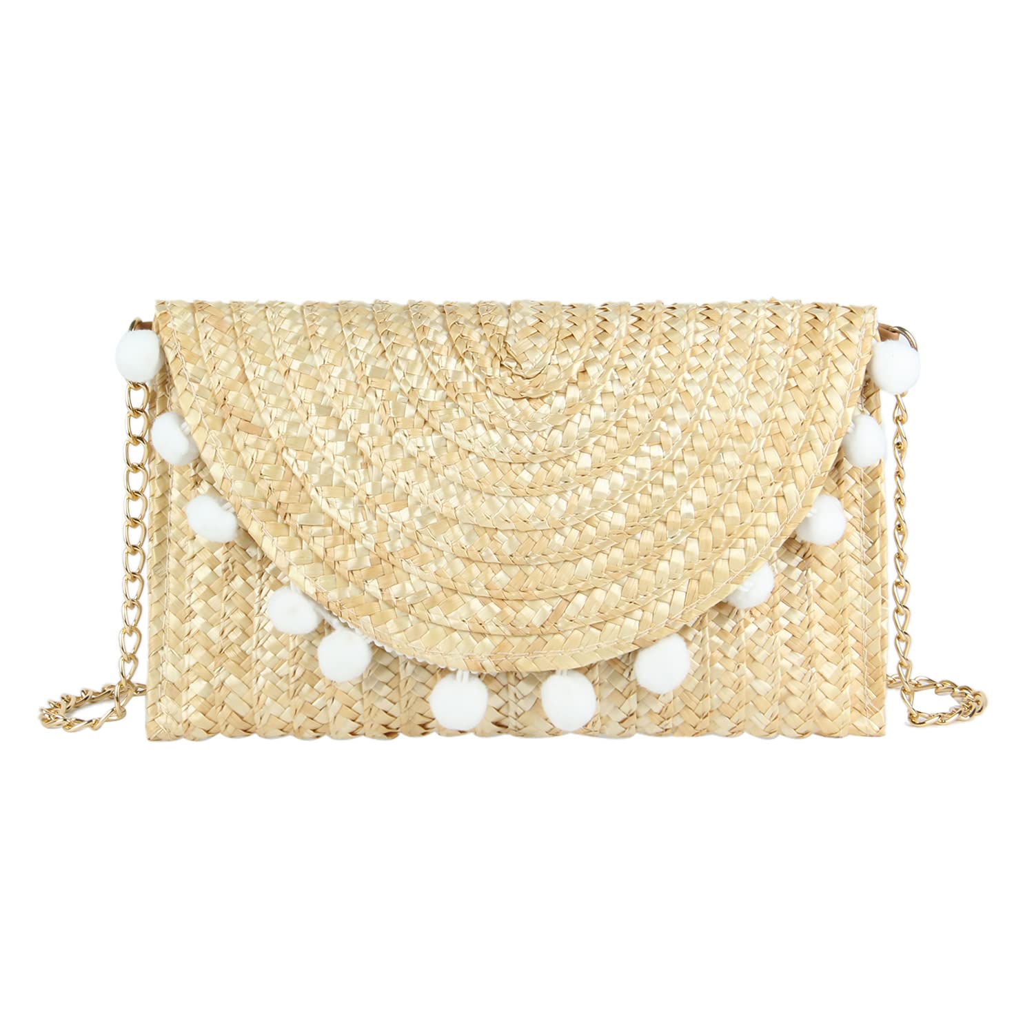 Freie Liebe Straw Crossbody Purse for Women Summer Beach Handmade Shoulder Bag Casual Envelope Woven Handbags