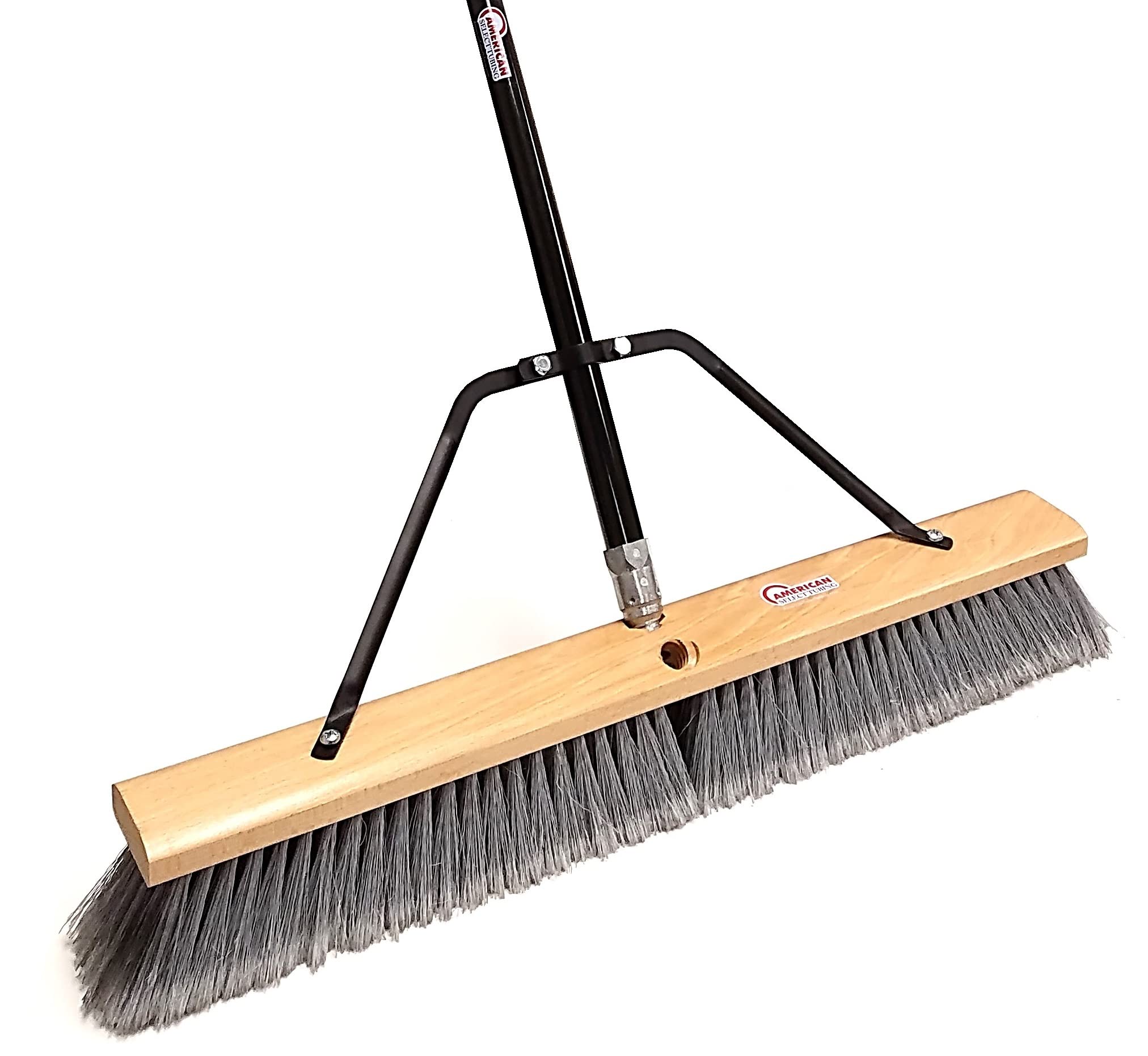 American Select Tubing Pbma24004-2 Heavy Duty 24" Multi-Surface Push Broom with Silver/Black Handle (2 Pack)