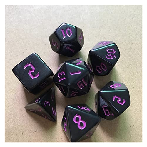 ZYM305 7PCS/LOT Acrylic Black Dice 5 Kinds Option Digital Dice Game Accessories Set Games Dice (Color : 5)