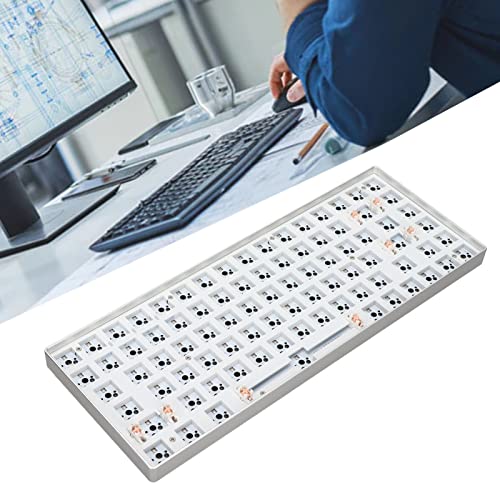 84 Key Gaming Keyboards, RGB Backlight Wireless Mechanical Keyboard DIY Kit with 5 Pin Shaft 3 Pin Shaft, USB Type C Hotswap Keyboard Kit and Custom Gaming Keyboard for Window PC Gamers(Silver White)