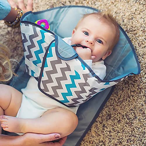SnoofyBee - Portable Baby Changing Station: Compact, Clean-Hands Design with Dual Storage Pockets - Waterproof & Stylish (Grey Arrow)