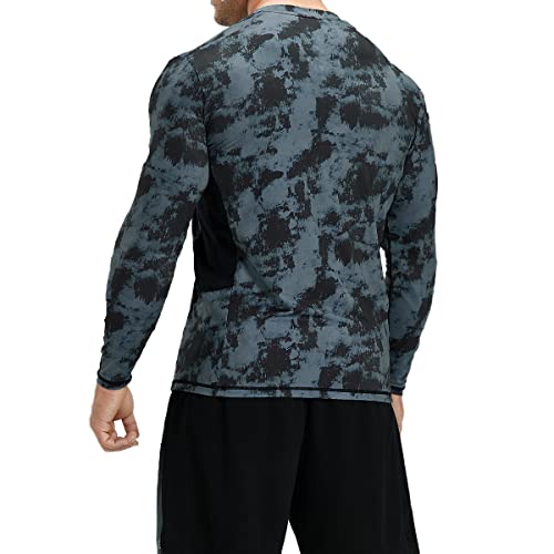 ADOREISM Men's UPF 50+ Sun Protection Long Sleeve Rash Guard Quick-Dry Fishing Hiking Shirts (Black,S)