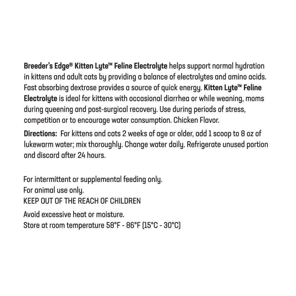 Breeder's Edge Kitten Lyte- Feline Electrolyte Supplement for Cats and Kittens- 300 gm
