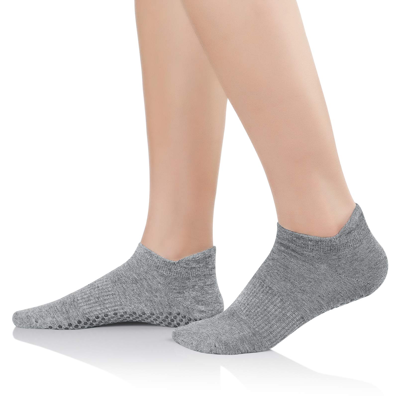 American Trends Women's Non Slip Ankle Socks, Grey-1 Pair, Grip Socks for Running, Yoga, Pilates, Hospital Slipper, Compression, 1 Pair