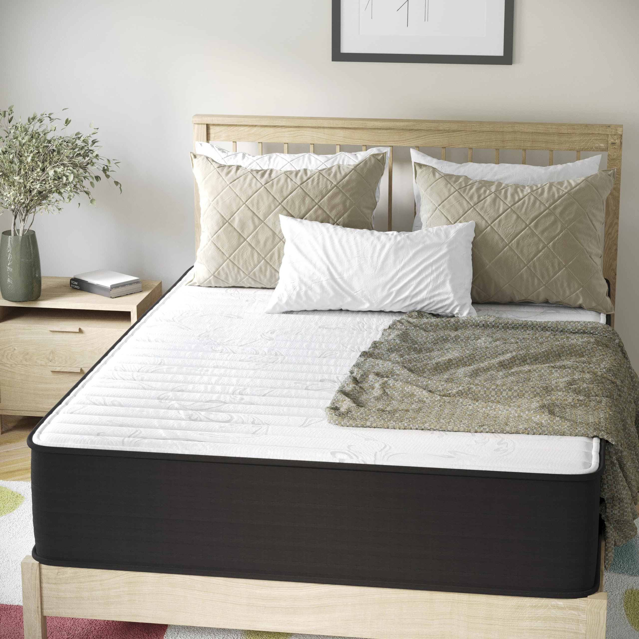 BizChair Dream 12" Hybrid Spring and Foam Mattress in a Box, High Density Foam and Spring Hybrid Mattress for Pressure Relief, Full