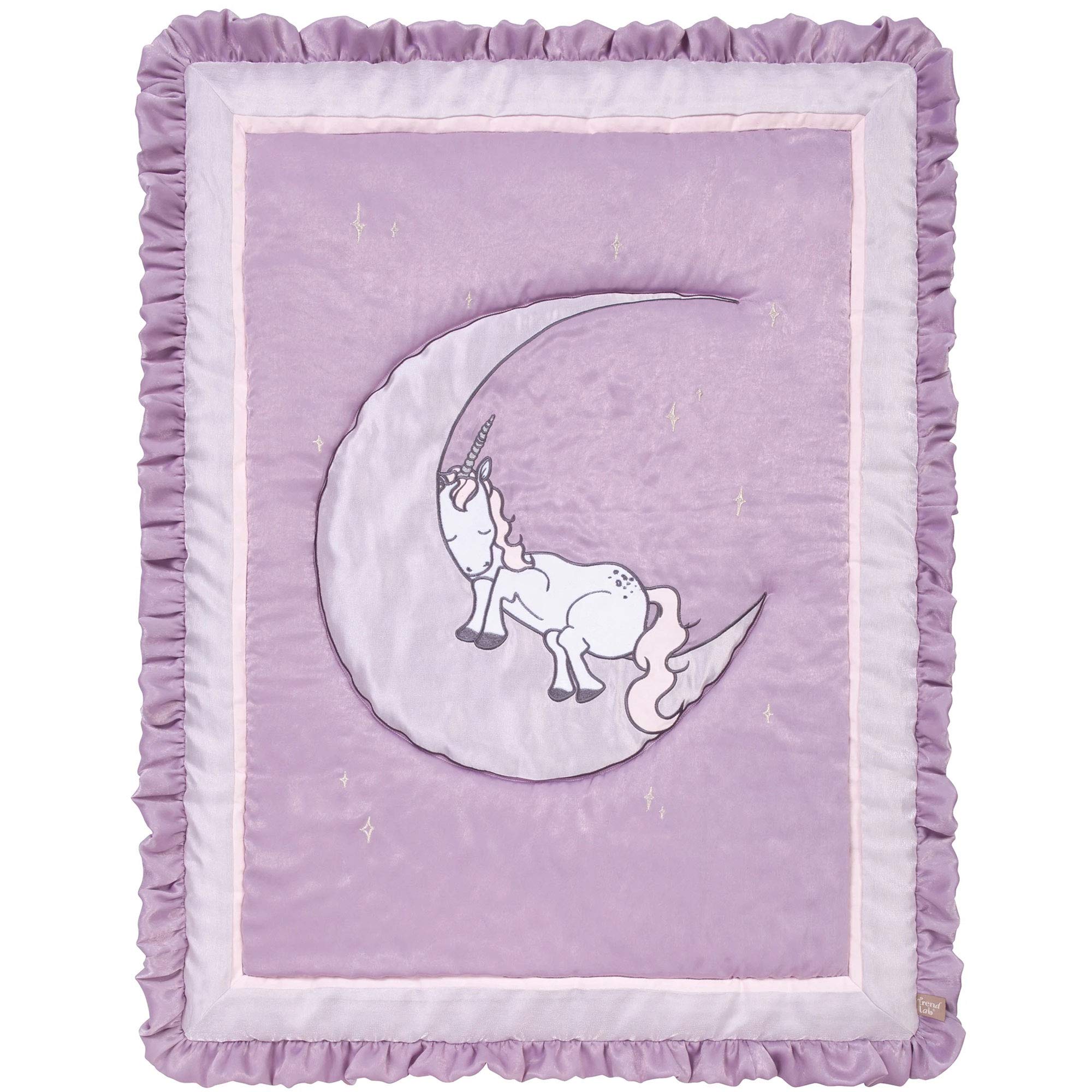 Trend Lab Unicorn Dreams 3 Piece Crib Bedding Set, Can Be Used As A Blanket Or A Playmat for Tummy Time, Includes Quilt, Fitted Crib Sheet and Skirt