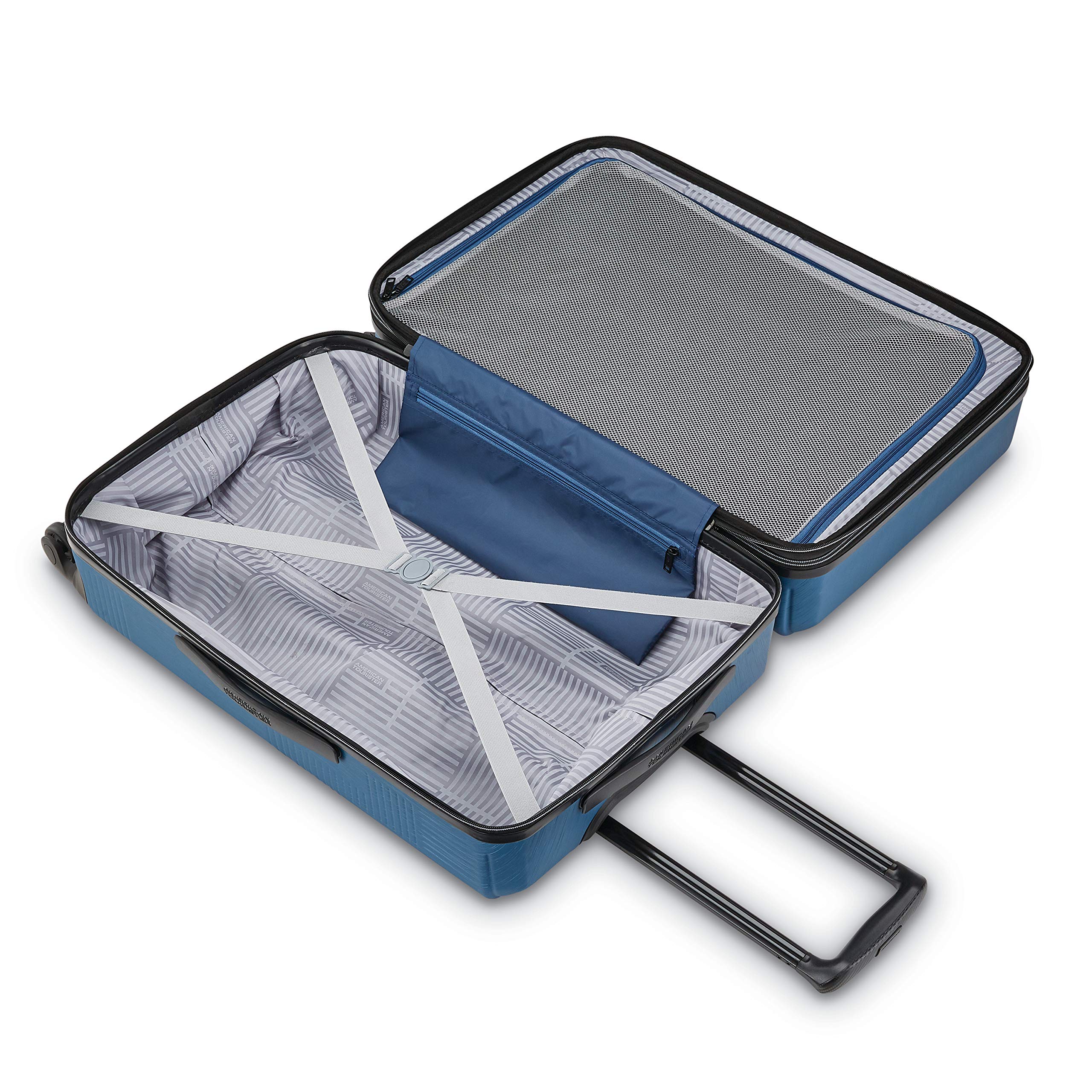American Tourister Stratum XLT Expandable Hardside Luggage with Spinner Wheels, Blue Spruce, 3-Piece Set (20/24/28)