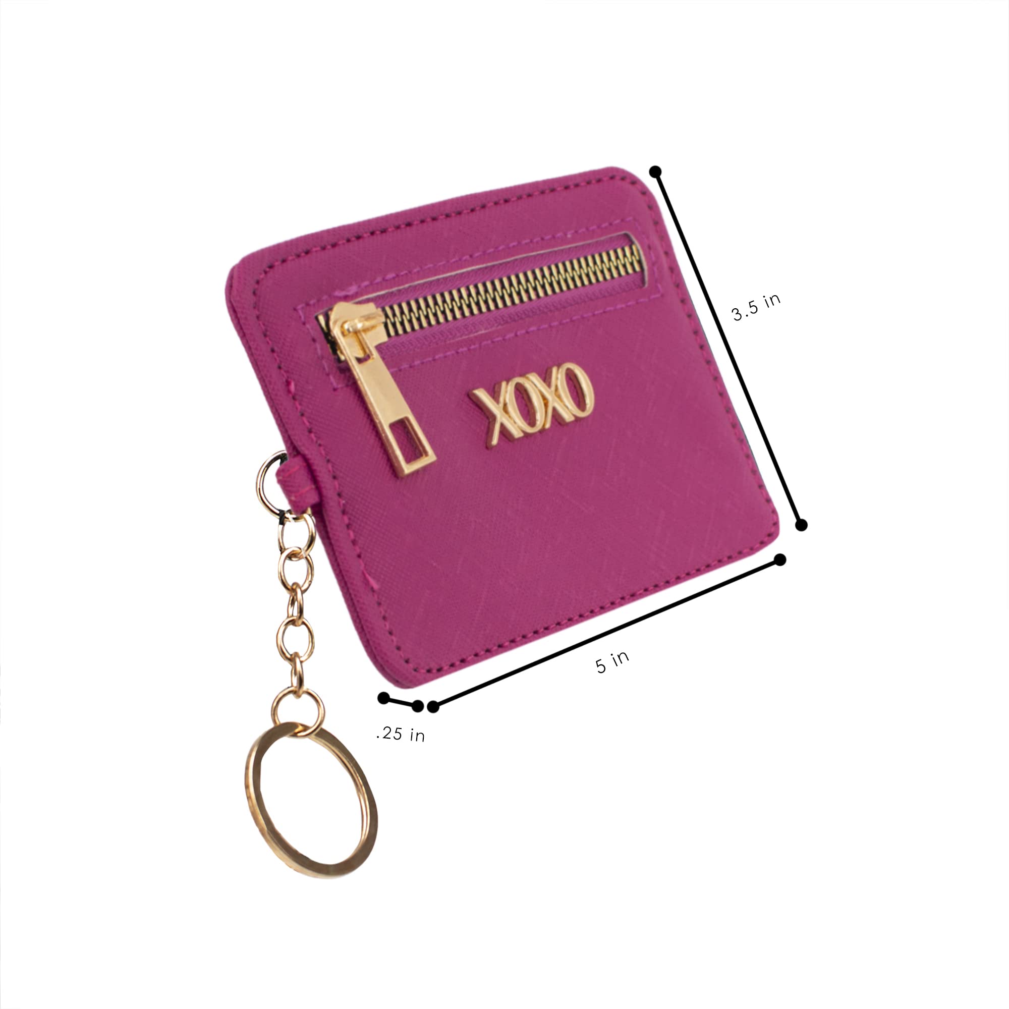 XOXO Women’s Wallet Mini Mgenta Saffiano Leather Key Card Id Coin Case, XW321348G-42-A11