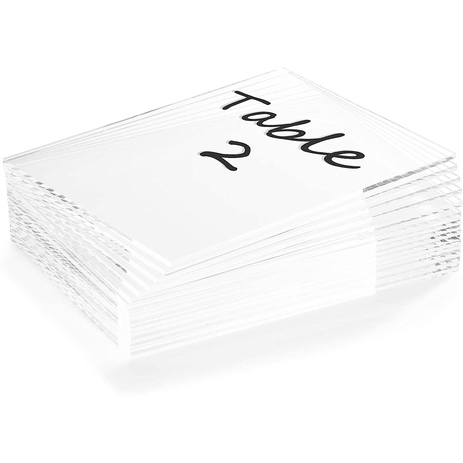 Bright Creations Clear Acrylic Place Cards for Weddings, Table Seating (5x7 In, 20 Pack)