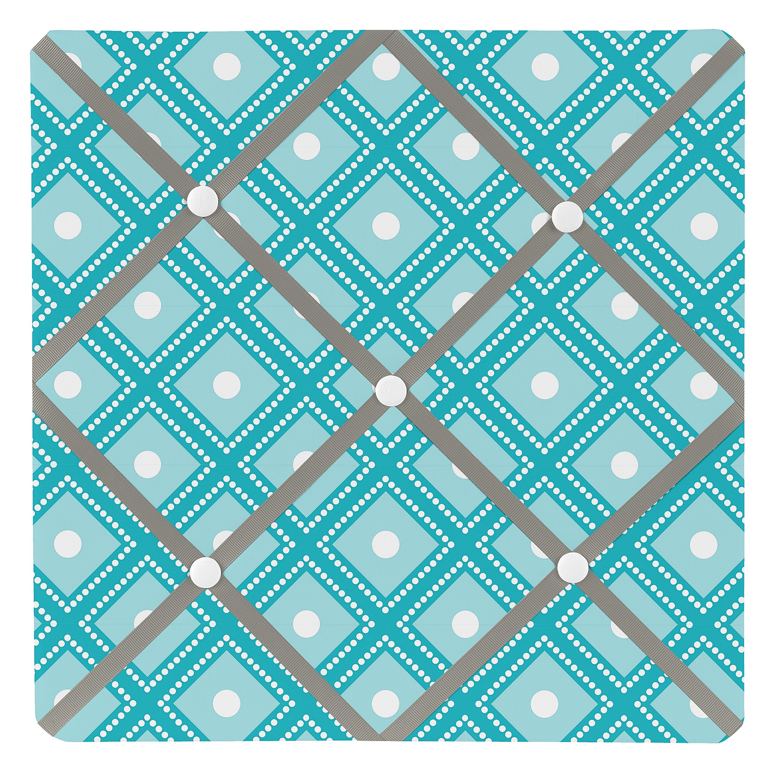 Sweet Jojo Designs Turquoise Blue Gray and White Mod Elephant Fabric Memory/Memo Photo Bulletin Board