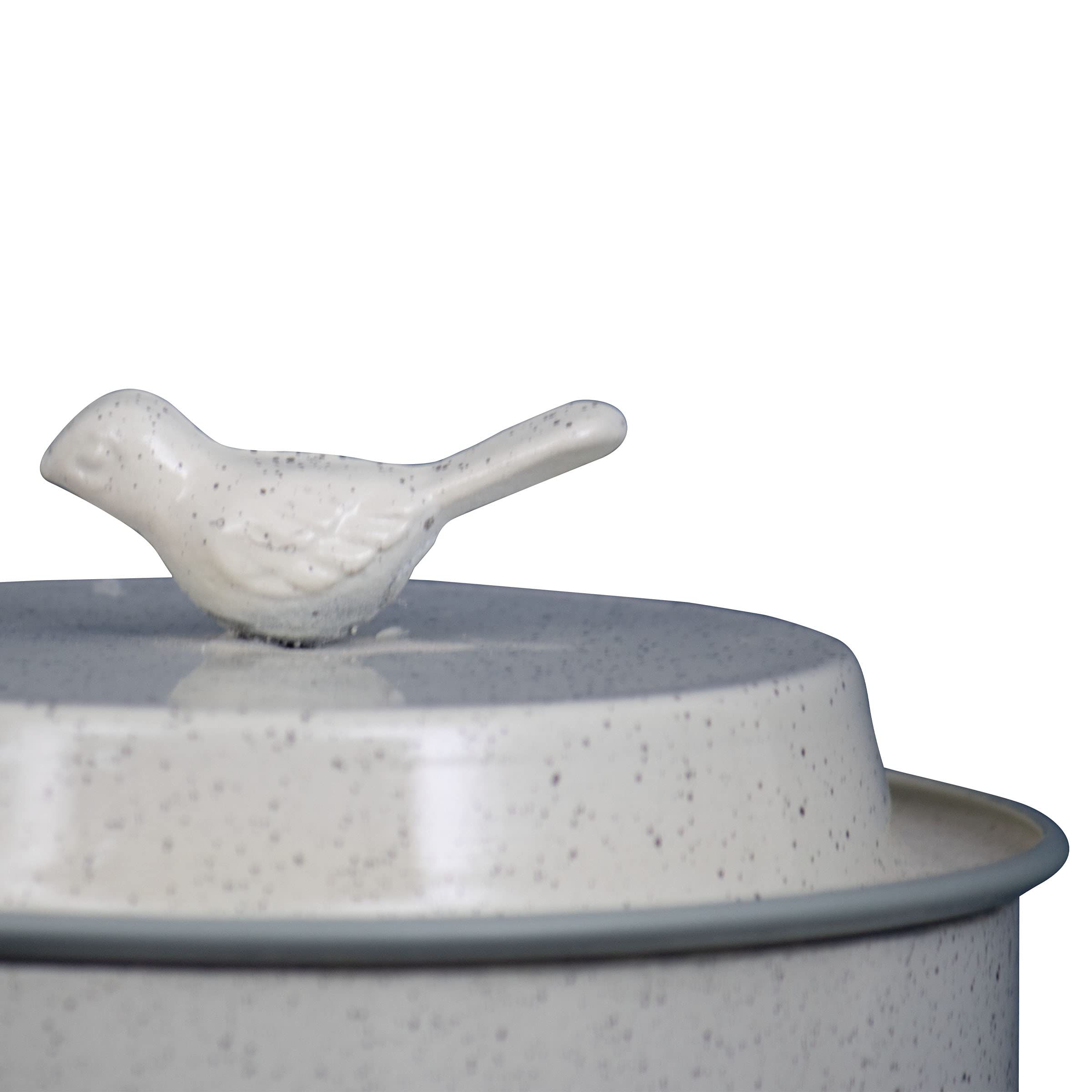 Foreside Home & Garden Off- White Enamel Metal Lidded Decorative Storage Trinket Box FDDD10075