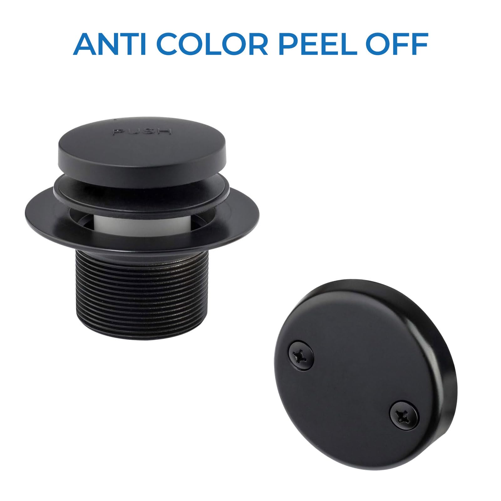 Bathtub Drain Stopper - Bath Tub Drain Plug with Hair Catcher Basket, Matte Black