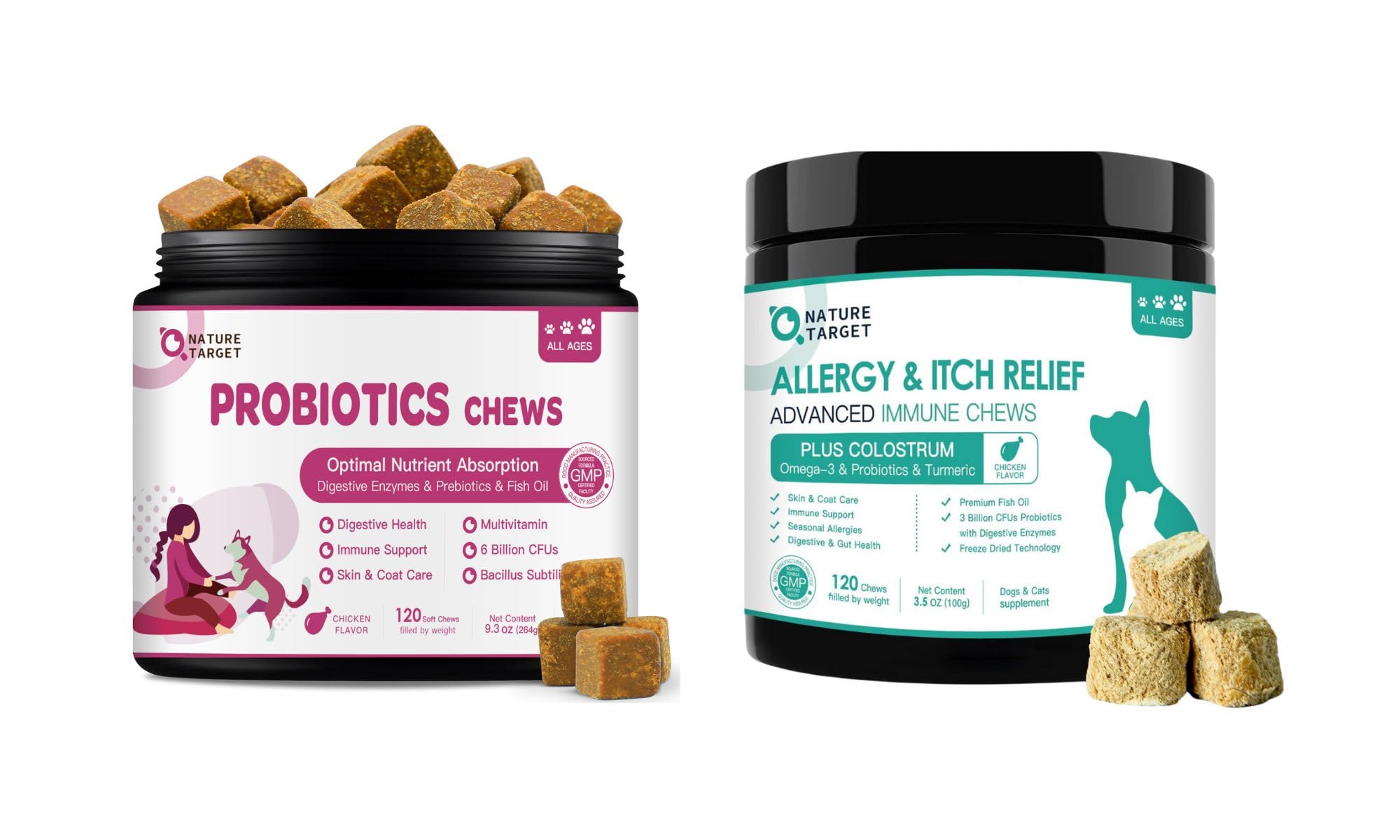 Dog Allergy Relief Freeze Dried Chews, with Probiotics, Colostrum for Immune Health, Probiotics for Dogs - Dog Probiotics and Digestive Enzymes for Digestive Health