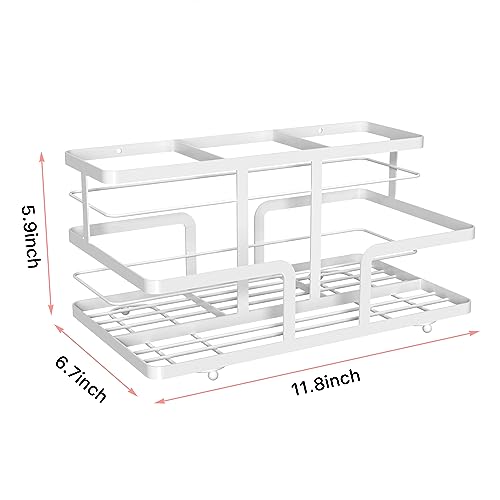 YIGII Hair Dryer Organizer - 4 Compartment Bathroom Countertop Stand, Heat-Resistant, Easy to Install, White