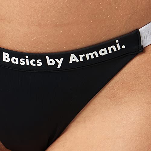 A|X ARMANI EXCHANGE Women's Standard Padded Basics by Armani Bikini Bottom, Nero/Bianco, Large