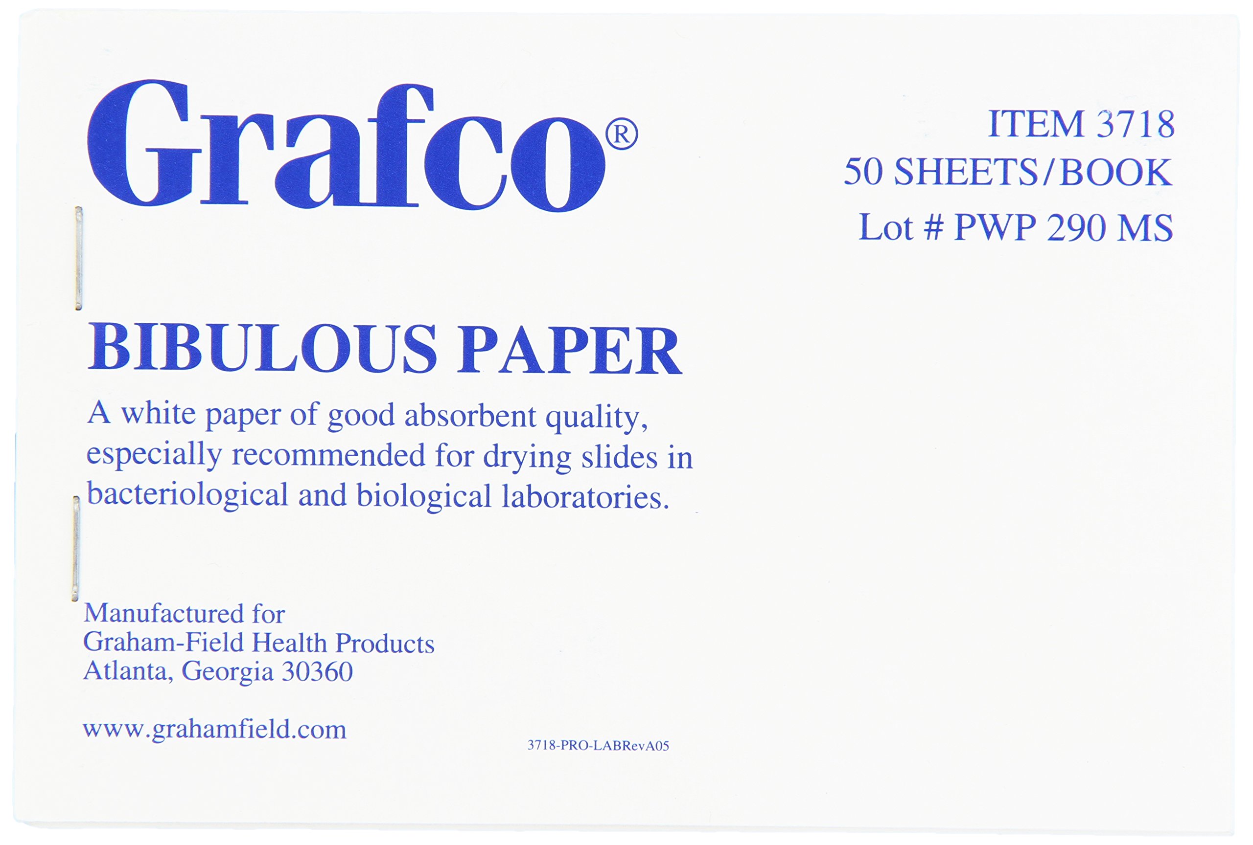 Graham-Field 3718 Grafco Bibulous Blotting Absorbent Paper, 50 Sheets, 4" x 6", Pack of 6