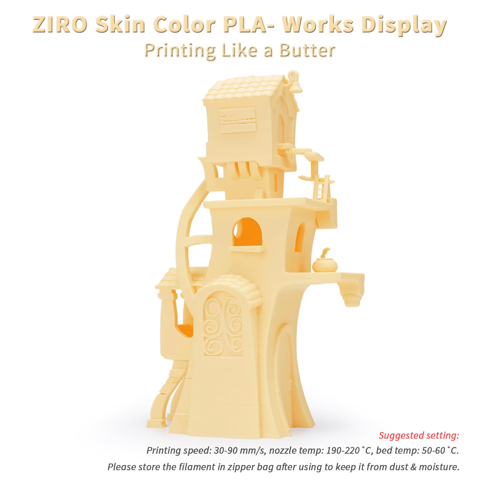 ZIRO PLA Filament 1.75mm,3D Printer Filament PLA PRO Basic Color Series 1.75MM 1KG(2.2lbs), Dimensional Accuracy +/- 0.03mm,Skin