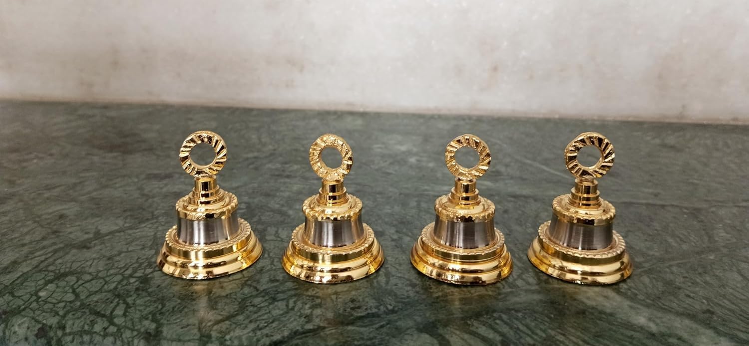 HANDTECHINDIA Brass Silver Plated 2 '' Bells Christmas Decoration Jingle Bell Sleigh Bell Jingle Bell Crafts Christmas décor Home décor Elephant décor Bells Musical Instrument Accessory. (10)