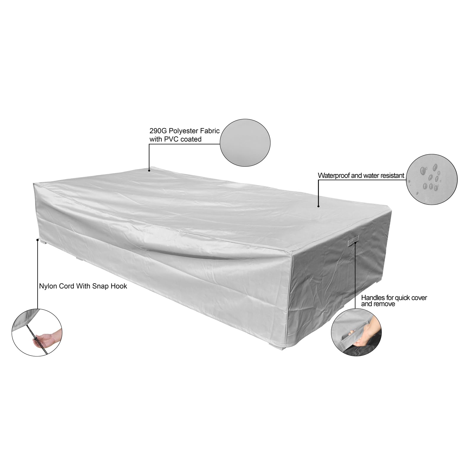 Dineli Patio Furniture Sectional Sofa with Gas Fire Pit Table Outdoor Patio Furniture Sets Propane Fire Pit (light gray-sofa cover)
