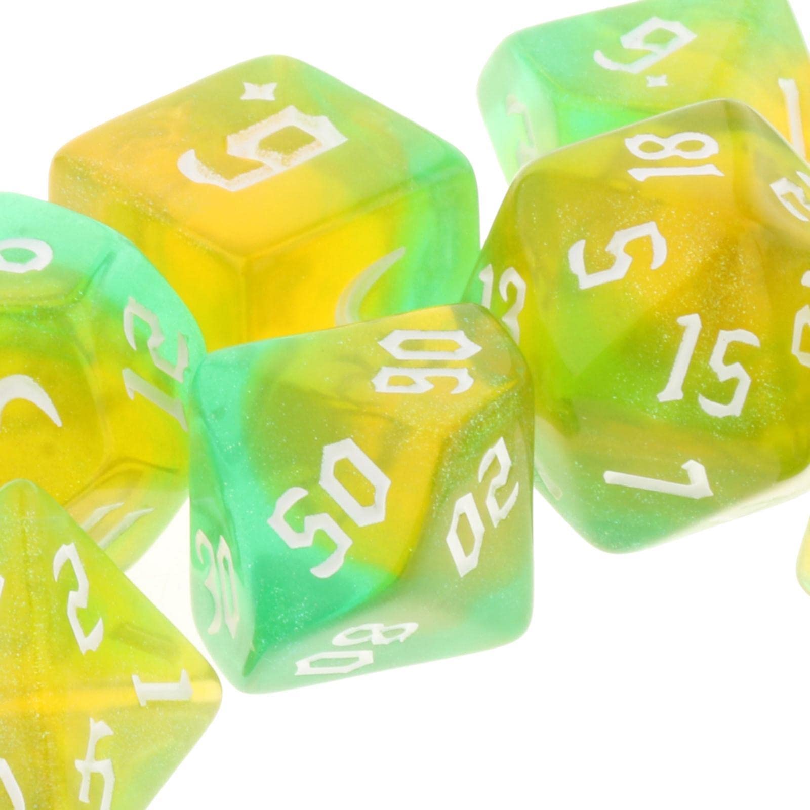 AMLESO Pack of 7 Polyhedral Dices Set Party Toys,D with Pouch for Role Playing Table Games,Classroom Accessories,Math Teaching, Orange
