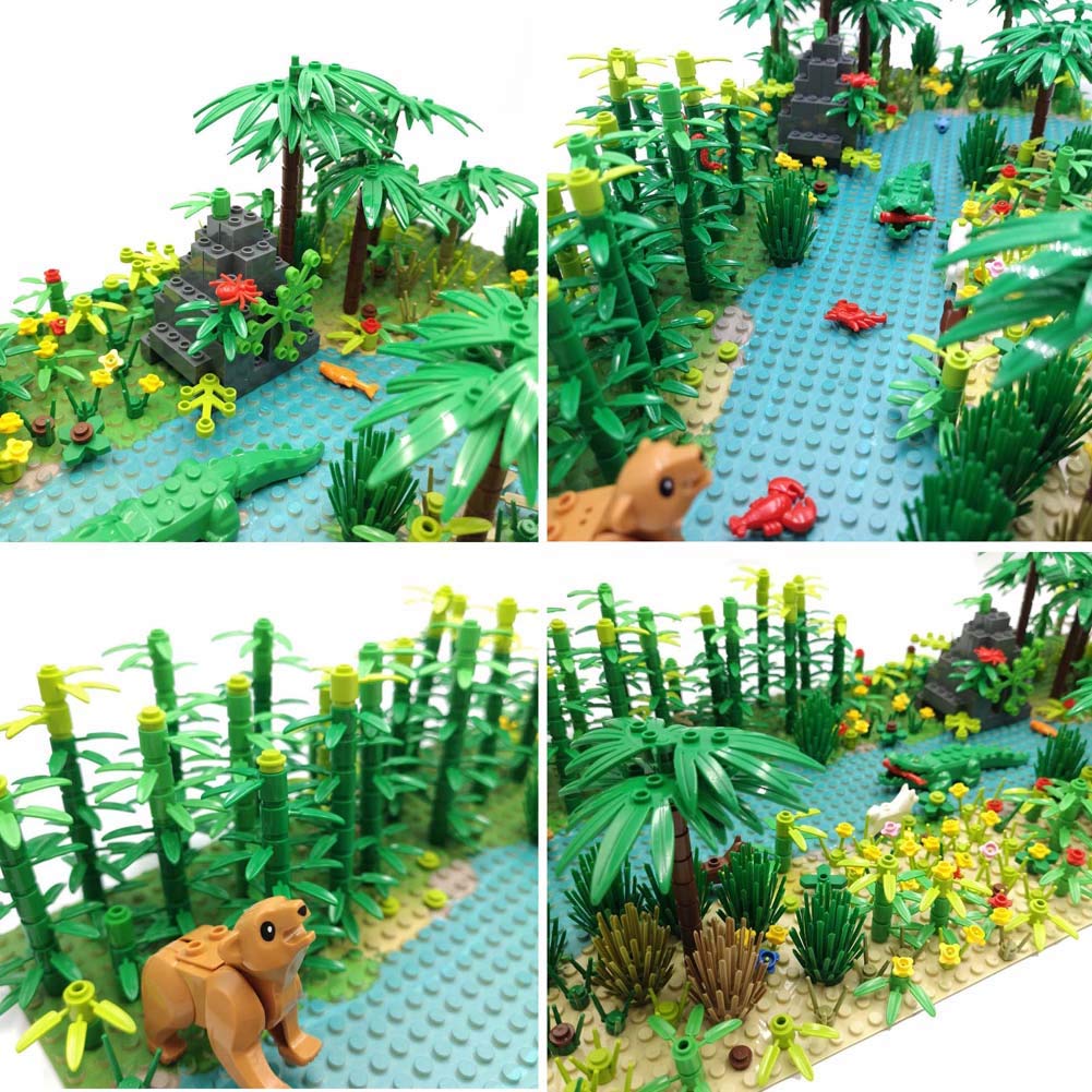Forest Garden Building Sets Parts,Plants Trees Flowers Scenery Accessories Animals Building Bricks Toy Set for Boys Girls Kids 6+ Gifts(2 Pieces 10" Base Plates)