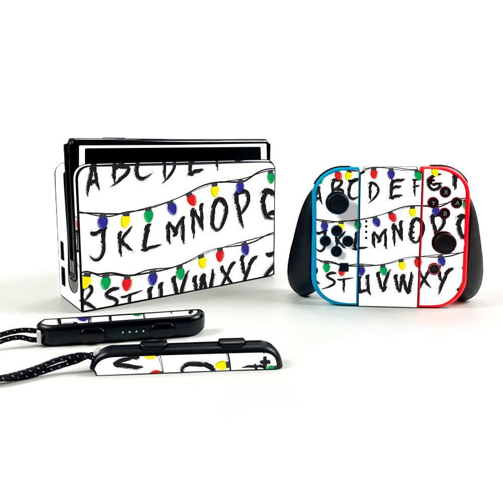 Generic MightySkins Skin Compatible with Nintendo Switch OLED - Stranger Alphabet | Protective, Durable, and Unique Vinyl Decal wrap Cover | Easy to Apply and Change Styles | Made in The USA
