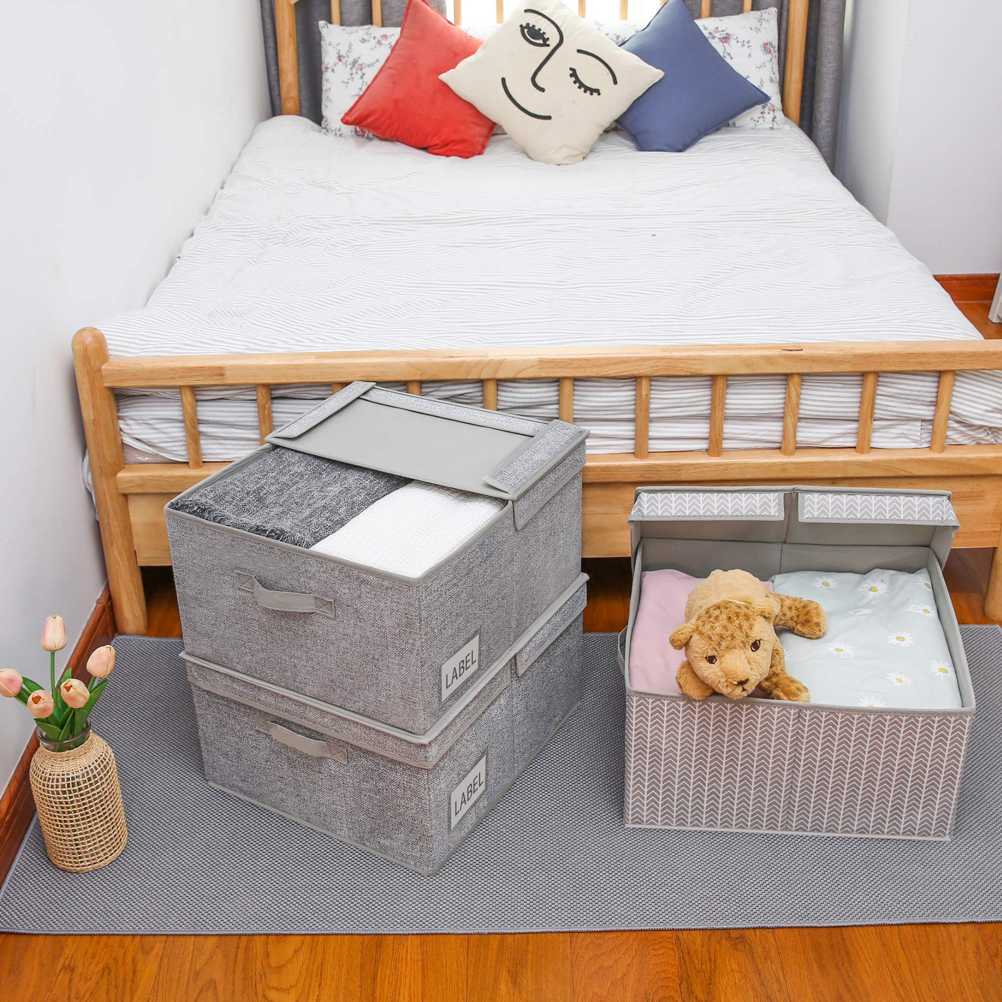 GRANNY SAYS Bundle of 2-Pack Large Rectangle Storage Bins & 2-Pack Closet Storage Bins