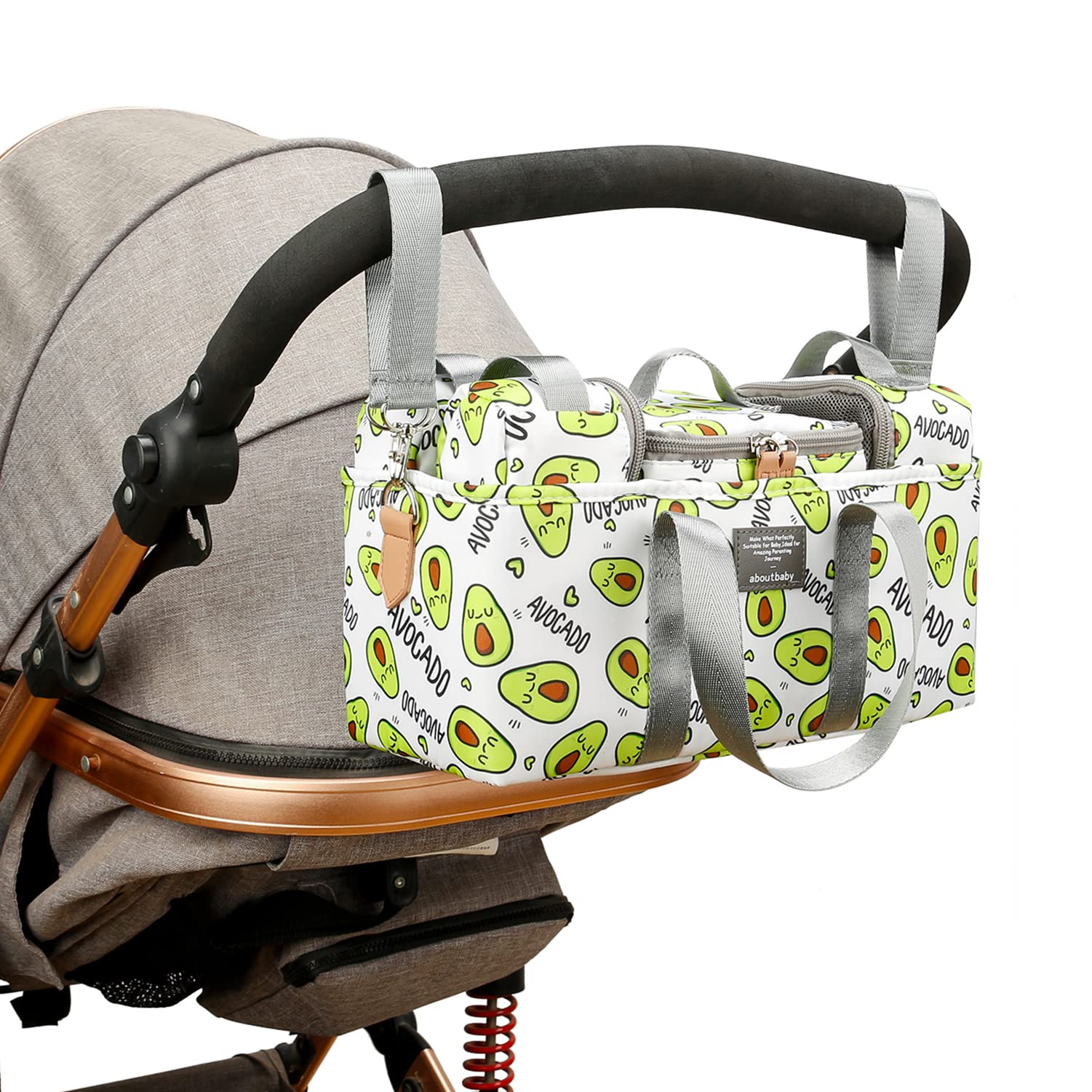 Baby Stroller Organizer Bag, Universal Stroller Caddy Organizer Large Space Multiple Pockets Stroller Bag Organizers with Insulated Pocket for Bottle, Diaper, Baby Items - Fit Most Strollers