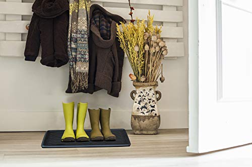 A1 HOME COLLECTIONS A1HOMEBT35 Doormat Rubber Boot Mat,Multi-Purpose for Shoes,Garden,Entryway,Garage,16"X31", Black
