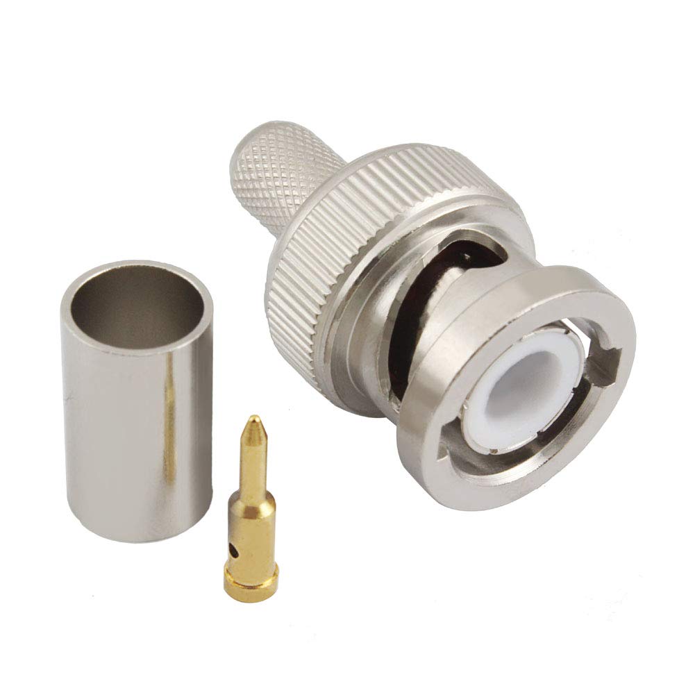 eifagur BNC Male Q9 Plug Crimp for RG8X RG-8X Mini-RG8 LMR240 50 Ohm Coax Cable Straight RF Coaxial Adapter Connector (Pack of 10)