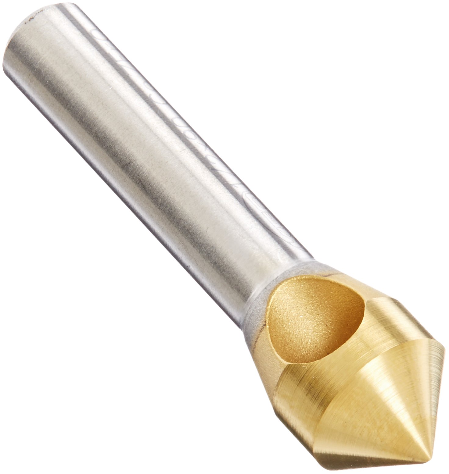 KEO 53515 Cobalt Steel Single-End Countersink, TiN Coated, 82 Degree Point Angle, Round Shank, 3/8" Shank Diameter, 1" Body Diameter