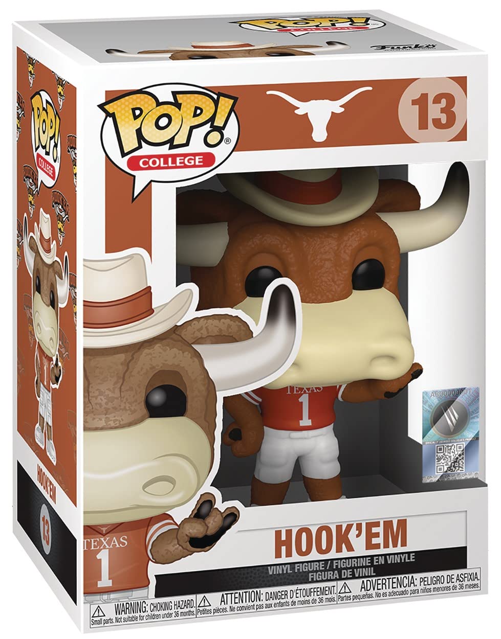 Funko College Mascots: University of Texas - Hook 'Em Pop! Vinyl Figure (Bundled with Compatible Pop Box Protector Case)