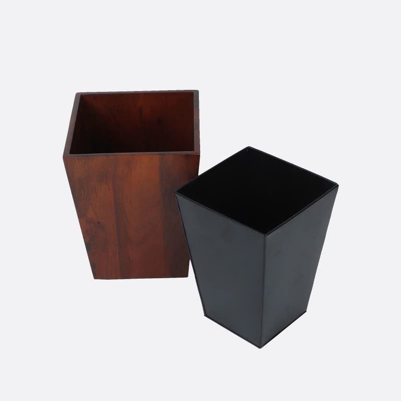 Brick Brown Premium Solid Wood Trashbin Multipurpose Furniture Basket for Home Living Room Office | Dustbin with Removal Metal Inner Liner from Mahogany Collection (Dwindle, 8x8x9.8 Inch)