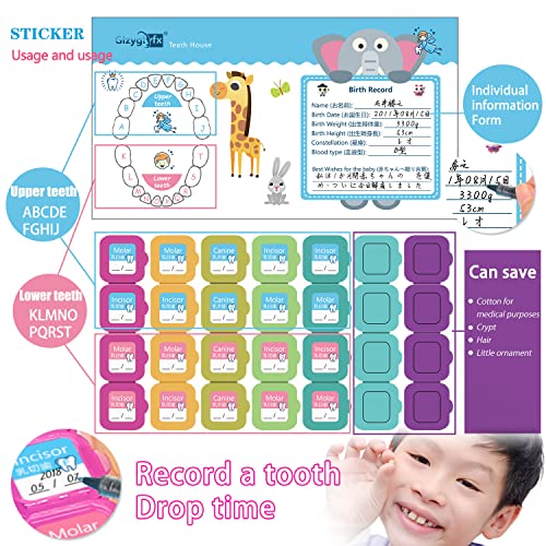 Baby Teeth Keepsake Box,Tooth Fairy,Lost Deciduous Tooth Collection Organizer,Cute Children Tooth Fetal Hair Umbilical Container,Saving Baby Teeth,Keep The Kids Memory (28 Grid)