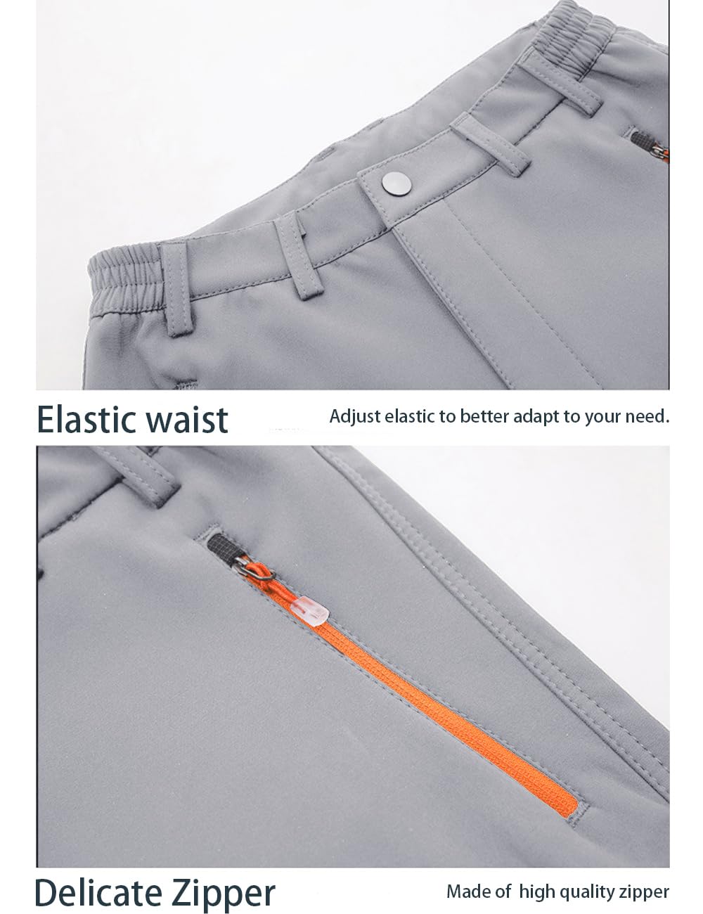 EKLENTSON Mens Hiking Pants Outdoor Fishing Snow Ski Warm Lightweight Work Pants Light Grey