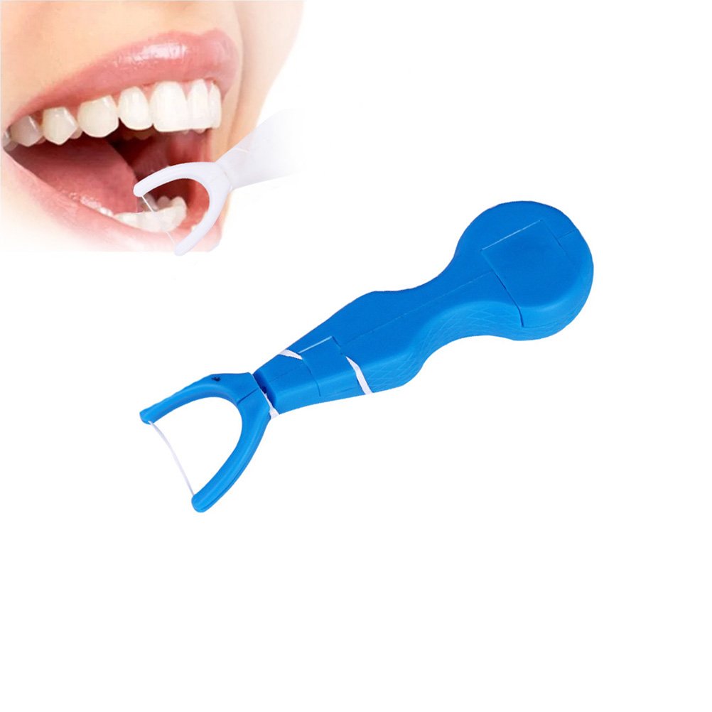SUPVOX 3 Pcs Dental Floss Handle Reusable Dental Flosser Dental Wire Rack (White+ Pink + Blue)