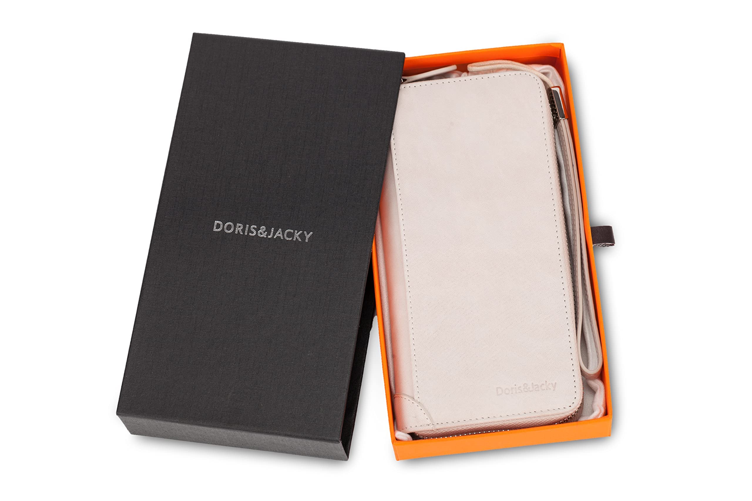 DORIS&JACKY Women Leather Wallet Rfid Blocking Large Capacity Zipper Around Travel Wristlet Bags