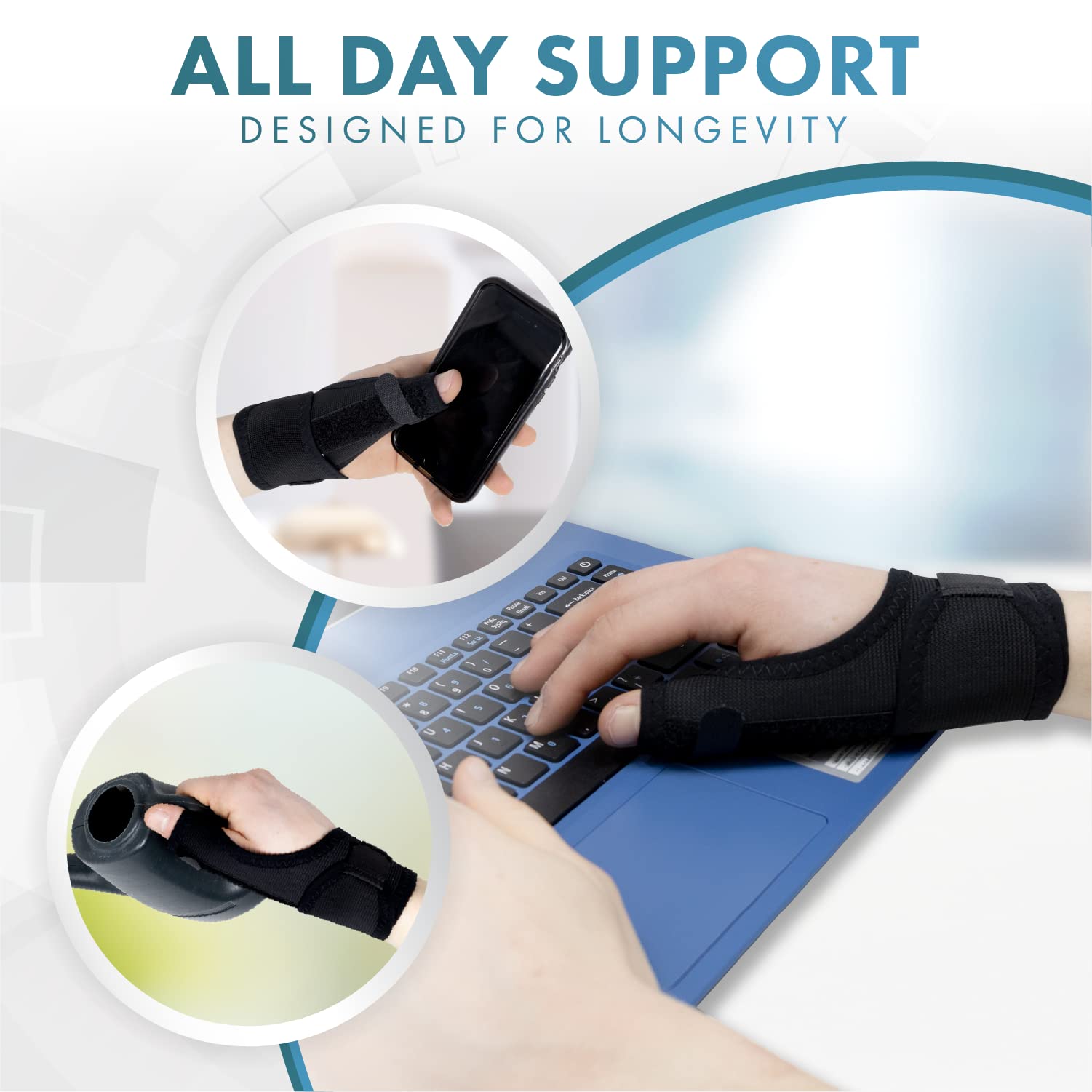 Actesso Elastic Thumb Support Brace - Thumb Splint for Thumb Injury, Tendonitis, De Quervain's, and Sprains. Left or Right Available (One Size, Left)