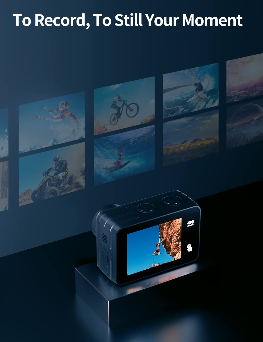 Action Camera 4K 60FPS 8Meters Bare Metal Waterproof Underwater Camera with 6-axis EIS Stabilization,170° Touch Screen Sport Camera with Multiple Functions, Two 1350mAh Batteries