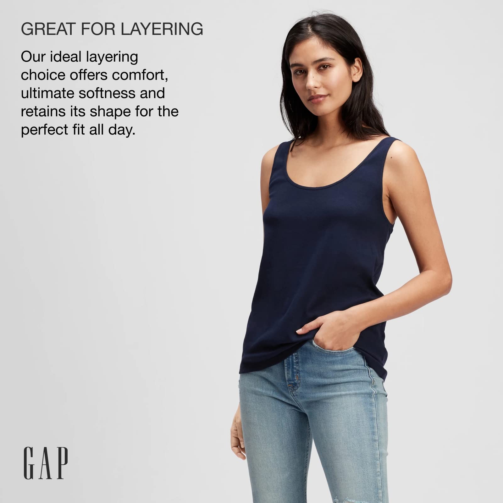 GAP Womens Favorite Tank Top Cami Shirt, True Black V2 2, Large US